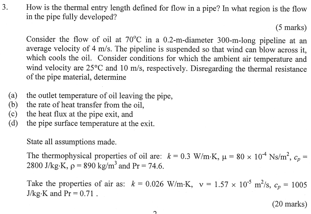 Solved 3. How is the thermal entry length defined for flow | Chegg.com