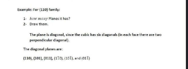 Solved Example: For (110) family: 1. how many Planes it has? | Chegg.com