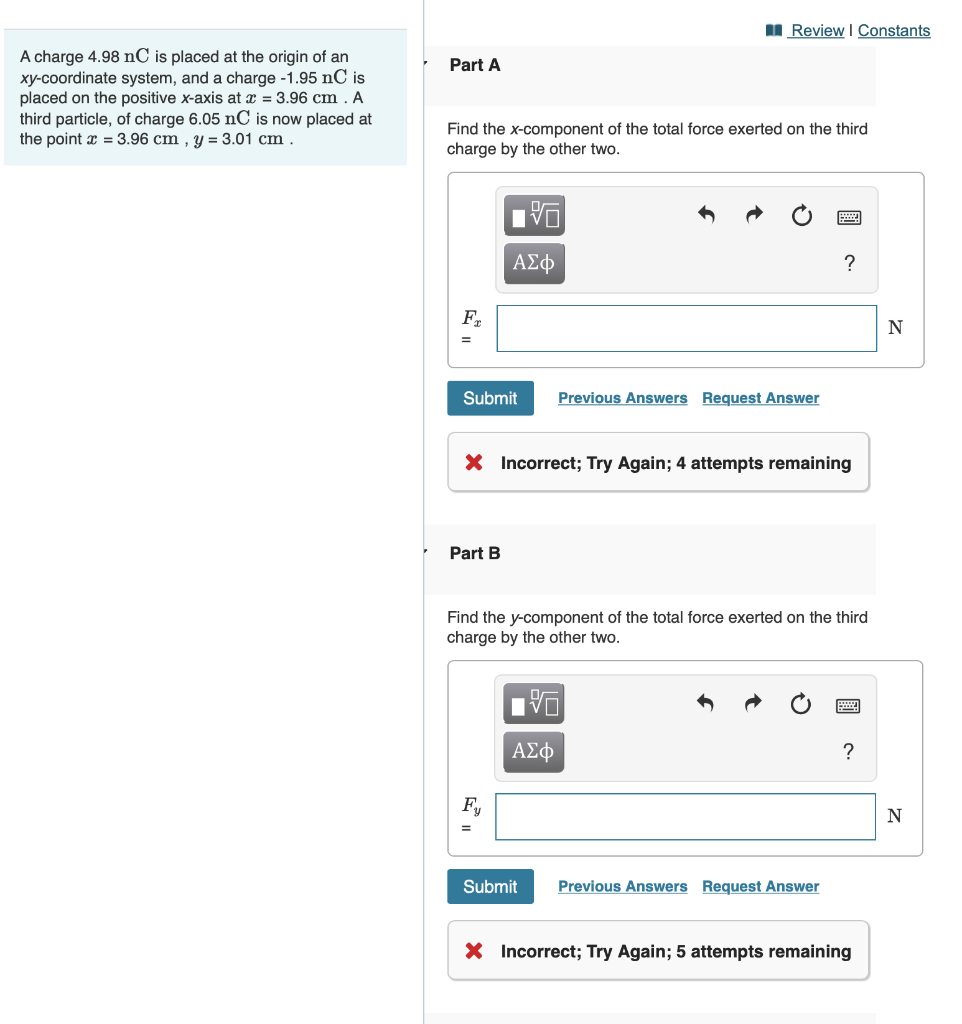 Solved I Review | Constants Part A A charge 4.98 nC is | Chegg.com