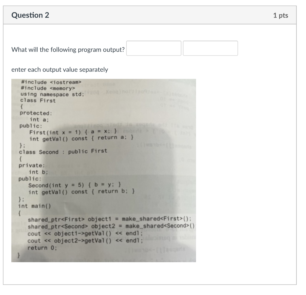Solved What Will The Following Program Output Enter Each 