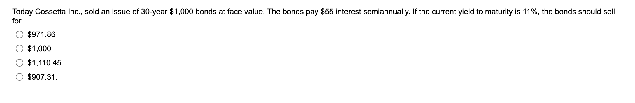Solved Today Cossetta Inc., sold an issue of 30 -year $1,000 | Chegg.com