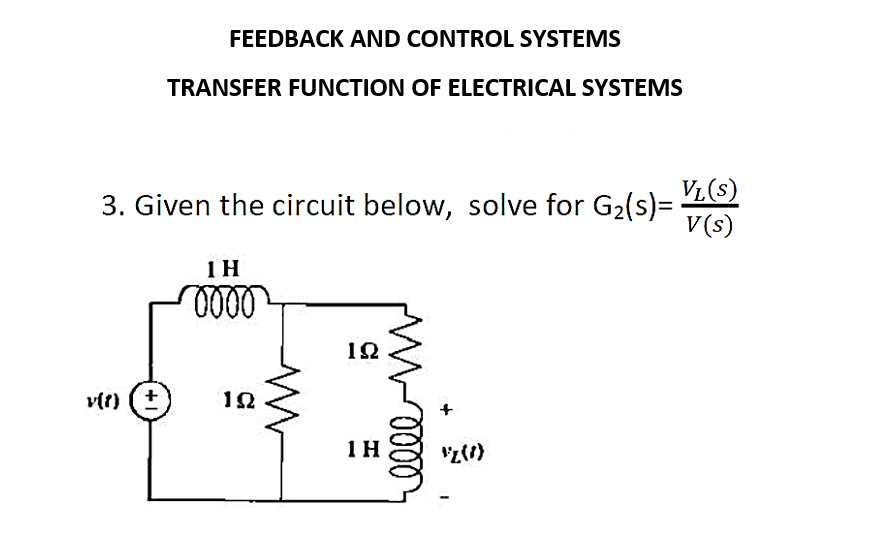 Solved FEEDBACK AND CONTROL SYSTEMS TRANSFER FUNCTION OF | Chegg.com