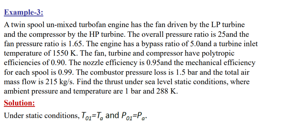 Solved Example-3: A twin spool un-mixed turbofan engine has | Chegg.com