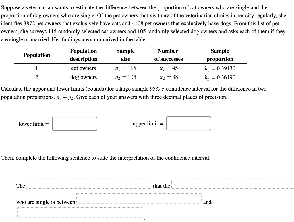 Solved Suppose a veterinarian wants to estimate the | Chegg.com