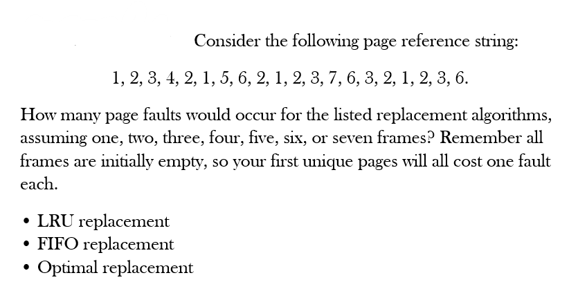 Solved Consider the following page reference string: | Chegg.com