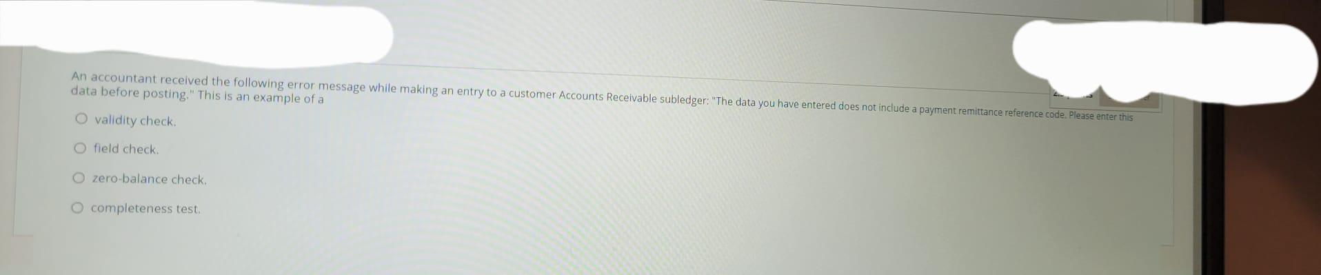 Solved options, this message is the result of a completeness | Chegg.com