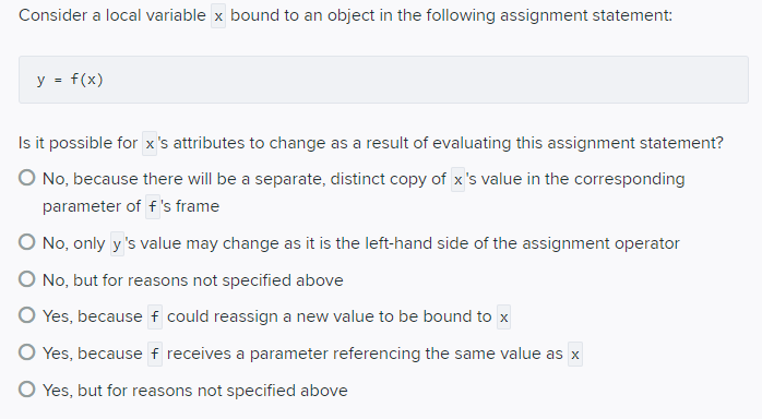 Solved Consider a local variable bound to an object in the | Chegg.com