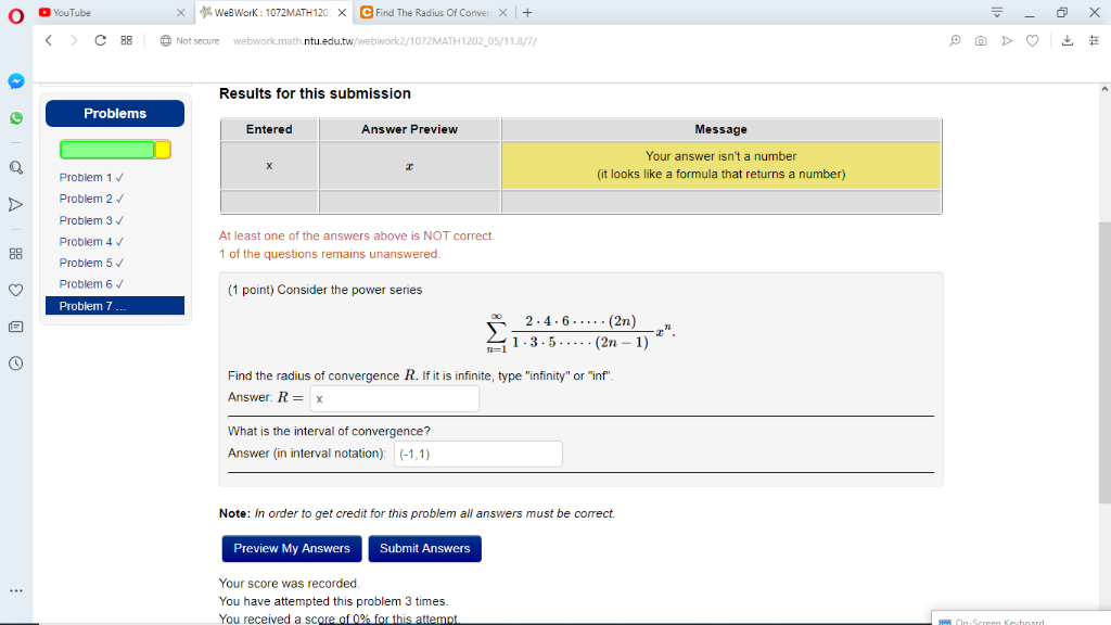 Solved WeBWork: 1072MATH120 X C Find The Radius Of Conver | Chegg.com