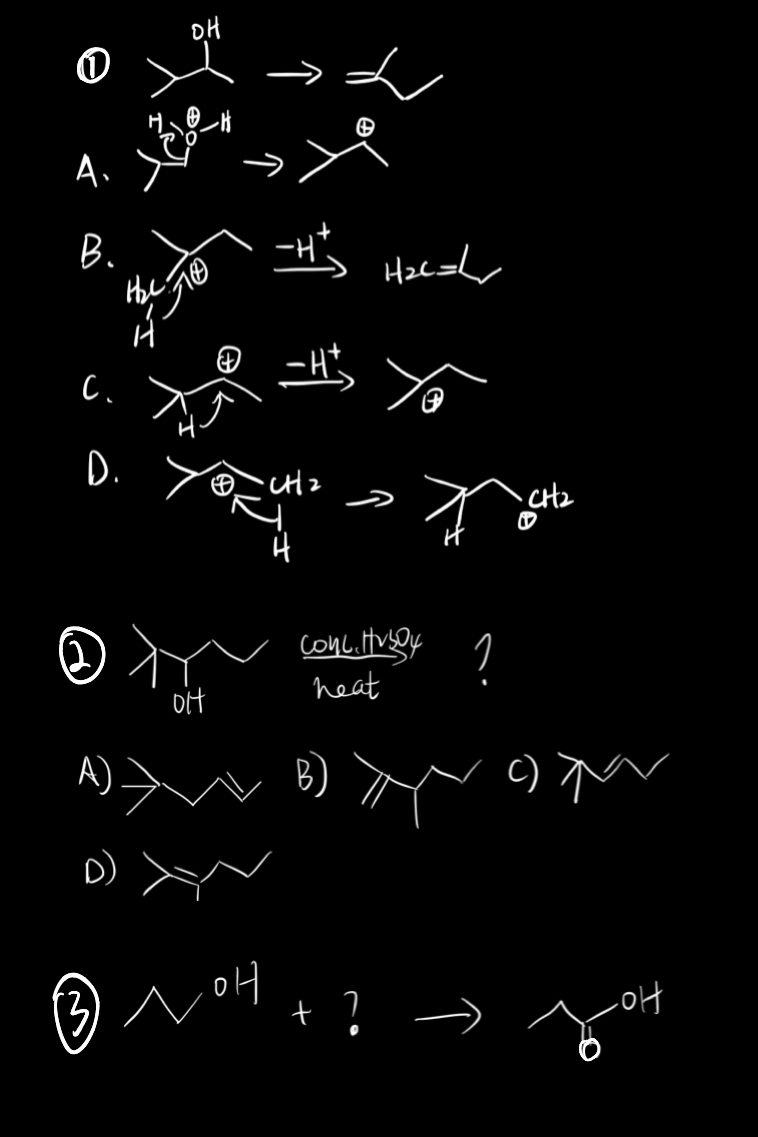 Solved 애 ① A A、 B. Hocal ; C. D. 내 2 CH2 ~ conc. Husoy heat | Chegg.com