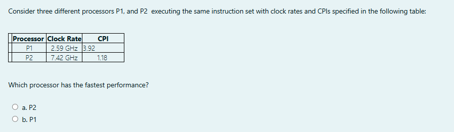 Solved Consider three different processors P1, ﻿and P2 | Chegg.com