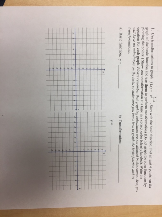 Solved I. Use transformations to graph for- ei" Start with | Chegg.com