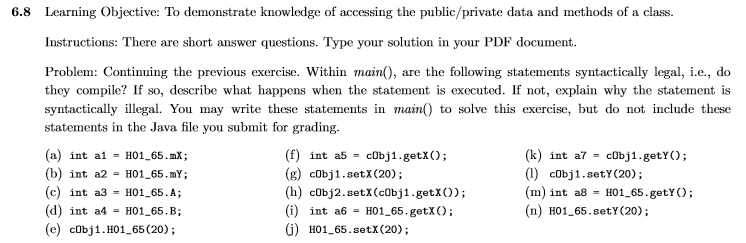 JAVA PROGRAMMING: ONLY ANSWER QUESTION 6.8 (b), | Chegg.com