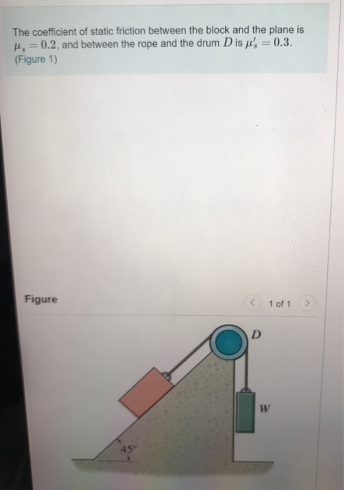 Solved The coefficient of static friction between the block | Chegg.com
