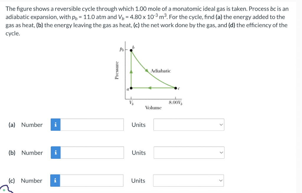Solved The figure shows a reversible cycle through which | Chegg.com