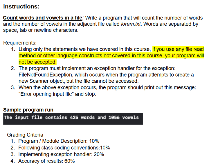 Solved I don't know how to do this without read file in | Chegg.com