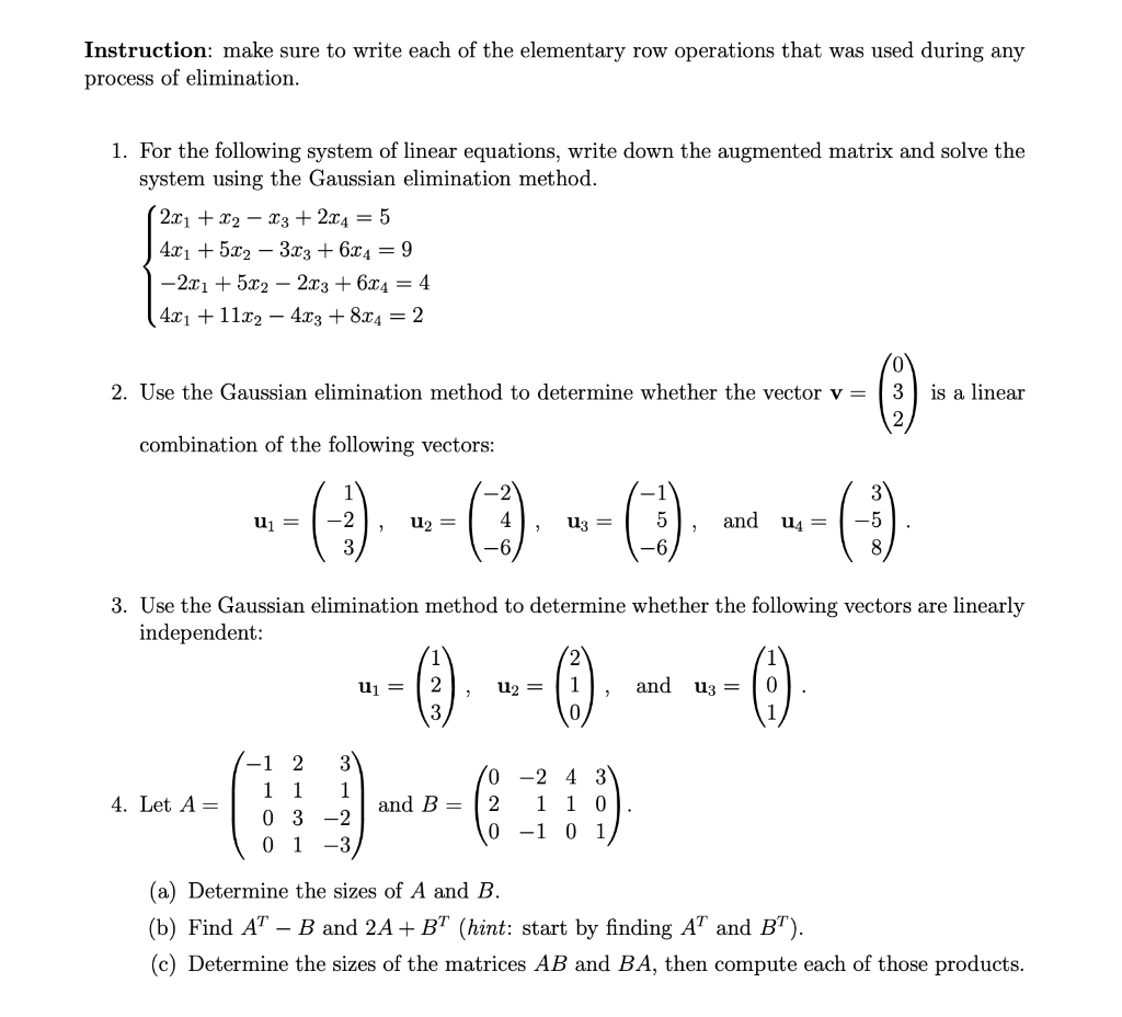 Solved instruction: make sure to write each of the | Chegg.com