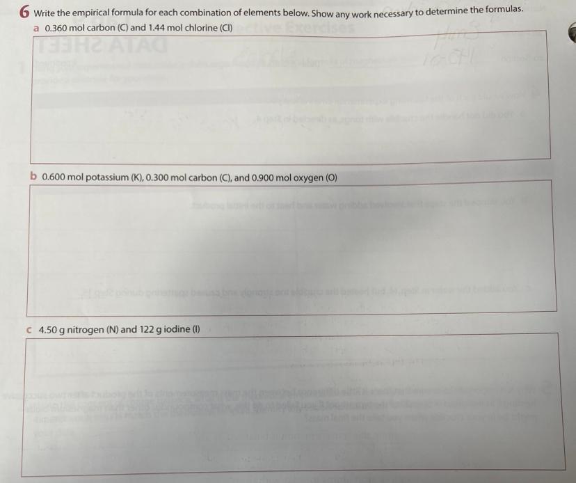 Solved 6 Write the empirical formula for each combination of | Chegg.com