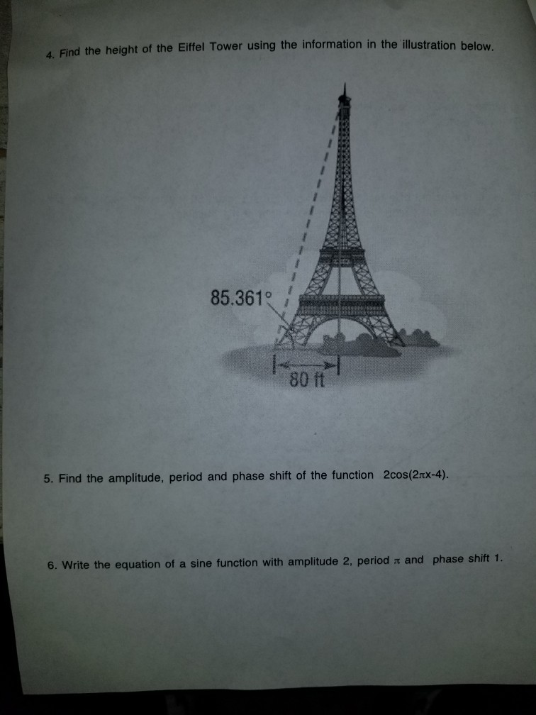Solved find the height of the Eiffel tower... how do I do | Chegg.com