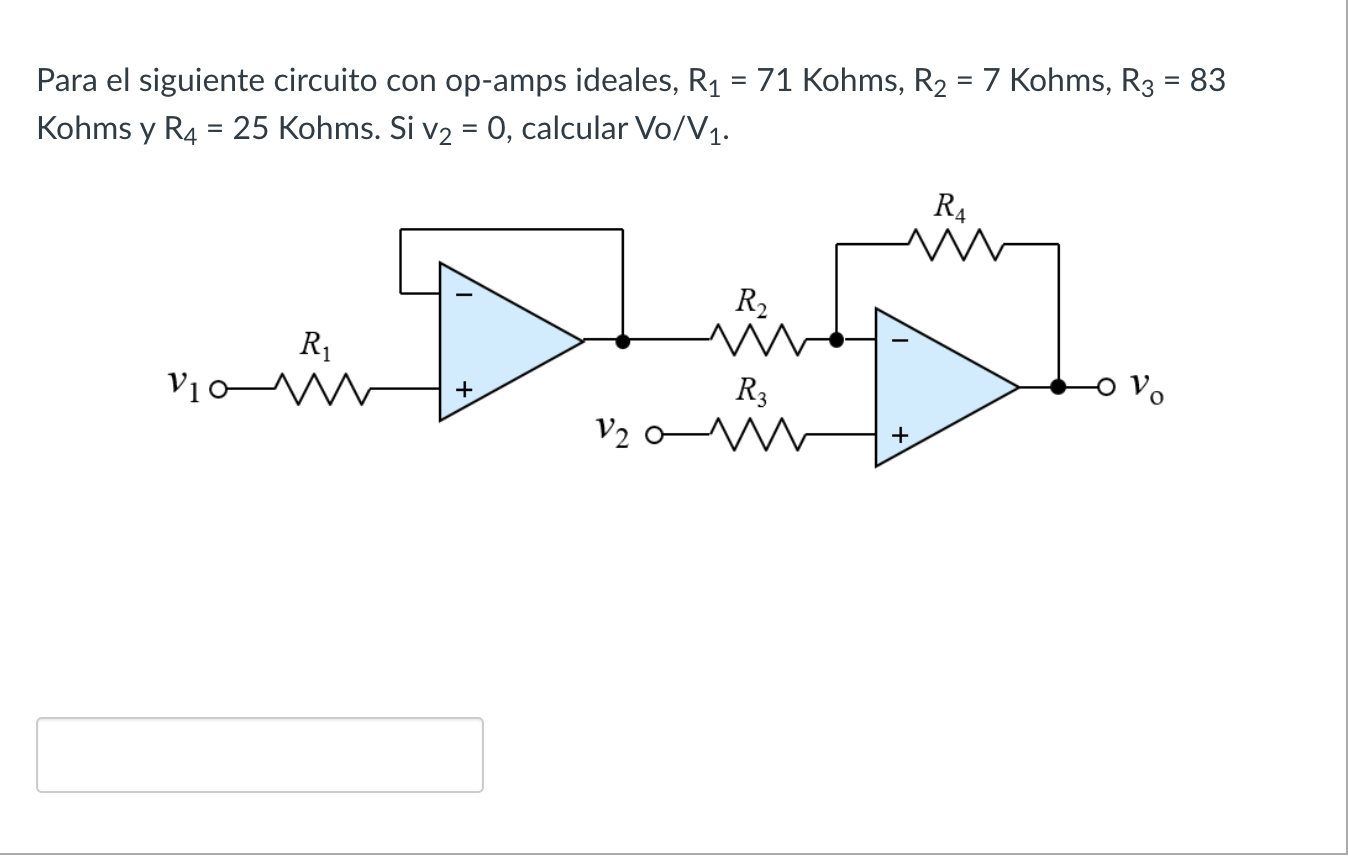 Solved Para el siguiente circuito con op-amps ideales, | Chegg.com