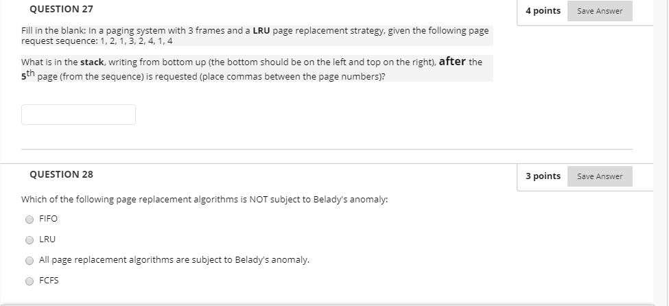 Solved QUESTION 27 4 points Save Answer Fill in the blank: | Chegg.com