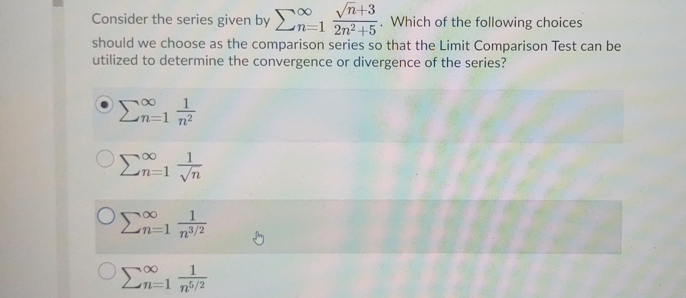 Solved ΧΟ νη+3 Consider the series given by Σ m=1 2m2 +5 | Chegg.com