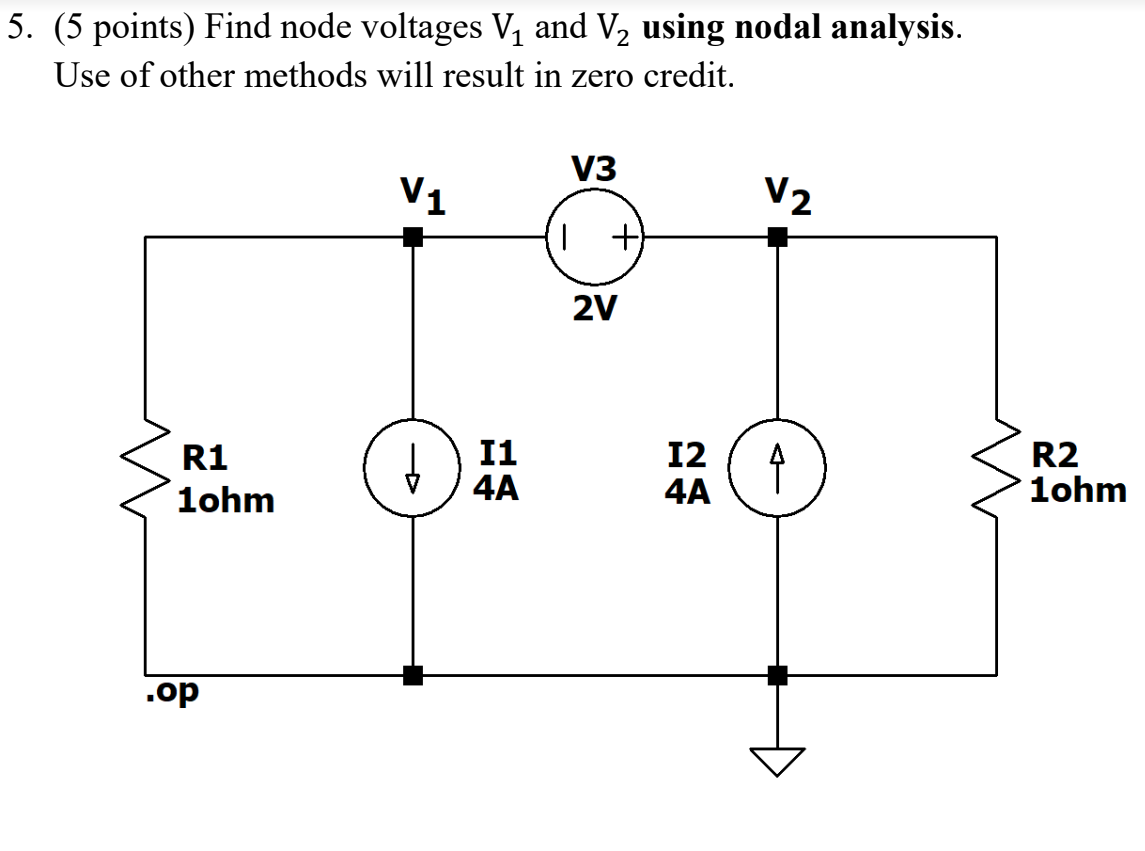 Solved (5 points) Find node voltages V1 and V2 using nodal | Chegg.com