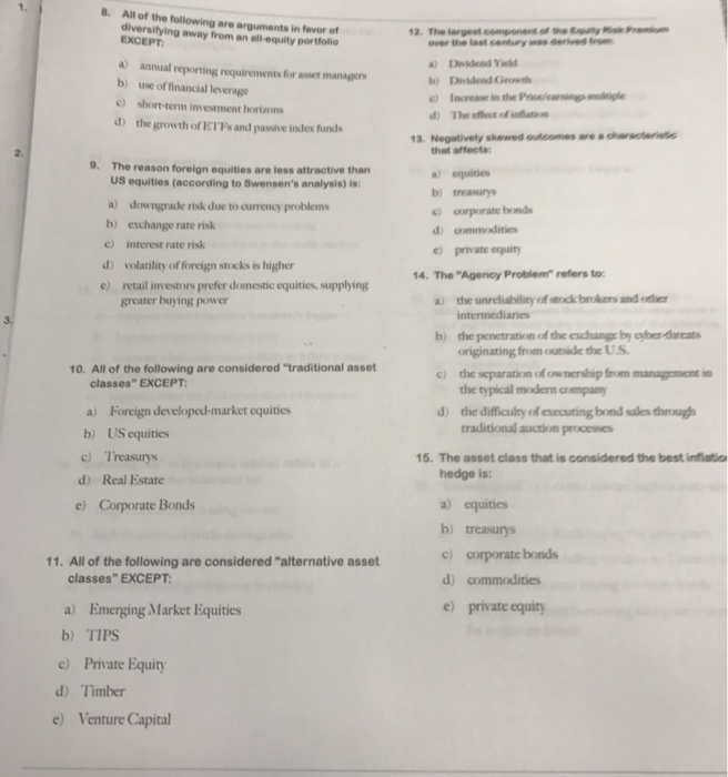 Solved All of the following are arguments in favor of | Chegg.com