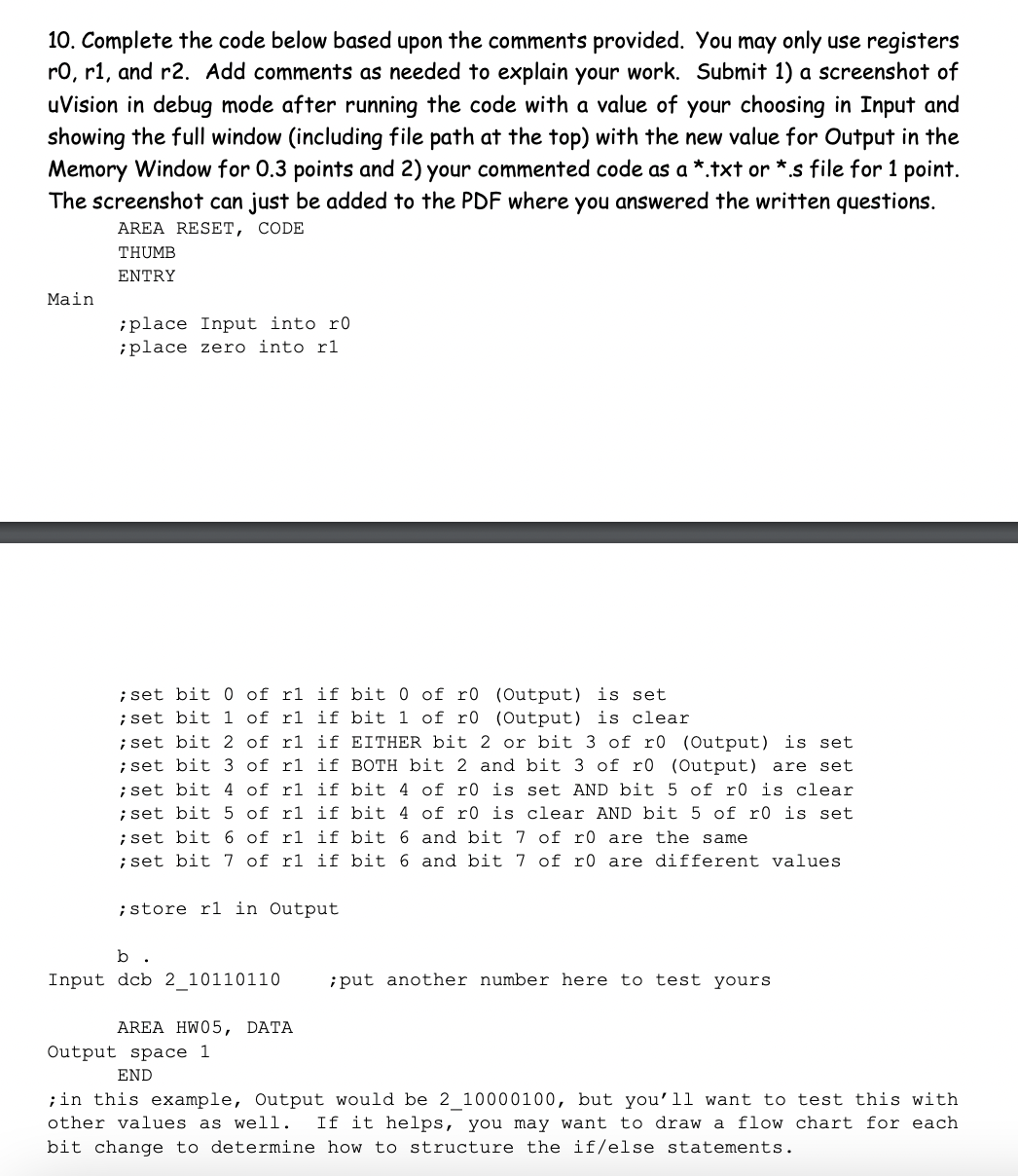 Solved 10. Complete the code below based upon the comments | Chegg.com