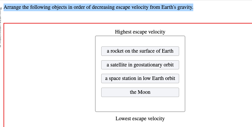 Solved Arrange the following objects in order of decreasing | Chegg.com