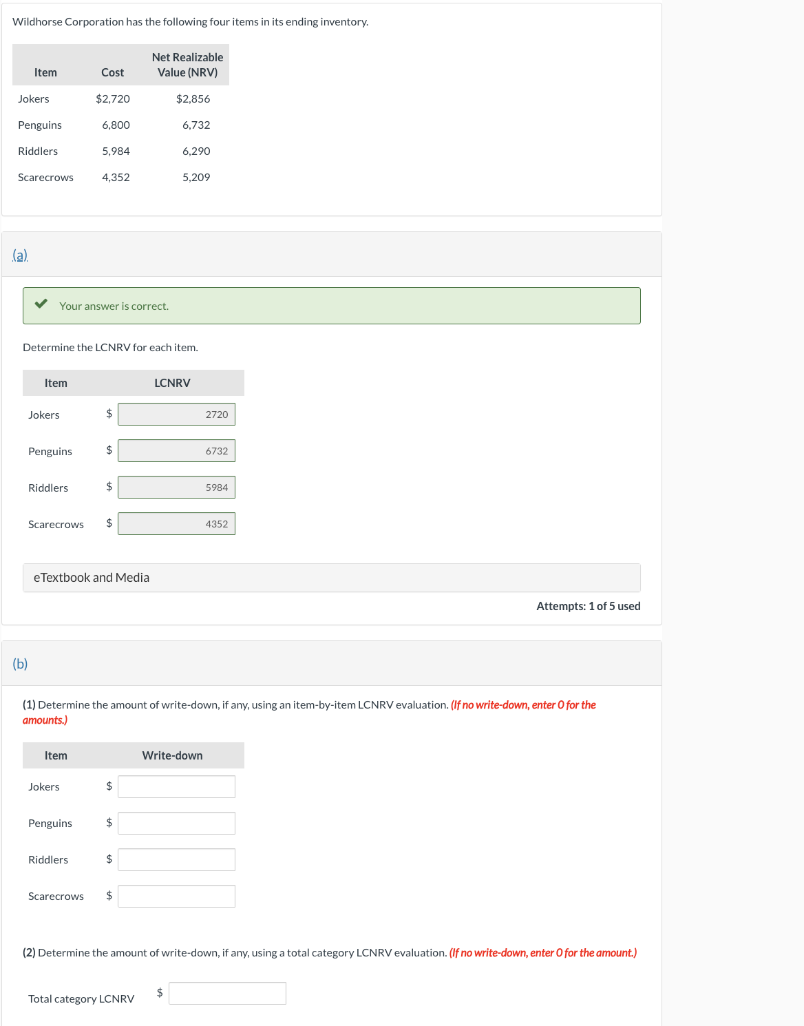 Solved Wildhorse Corporation has the following four items in | Chegg.com