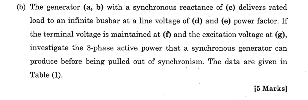 B The Generator A B With A Synchronous Reactance