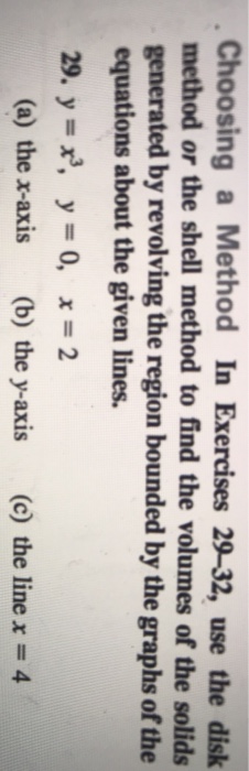 Solved Choosing a Method In Exercises 29-32, use the disk | Chegg.com