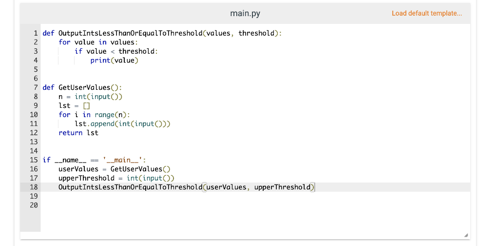 5.22 LAB: Output values in a list below a user | Chegg.com