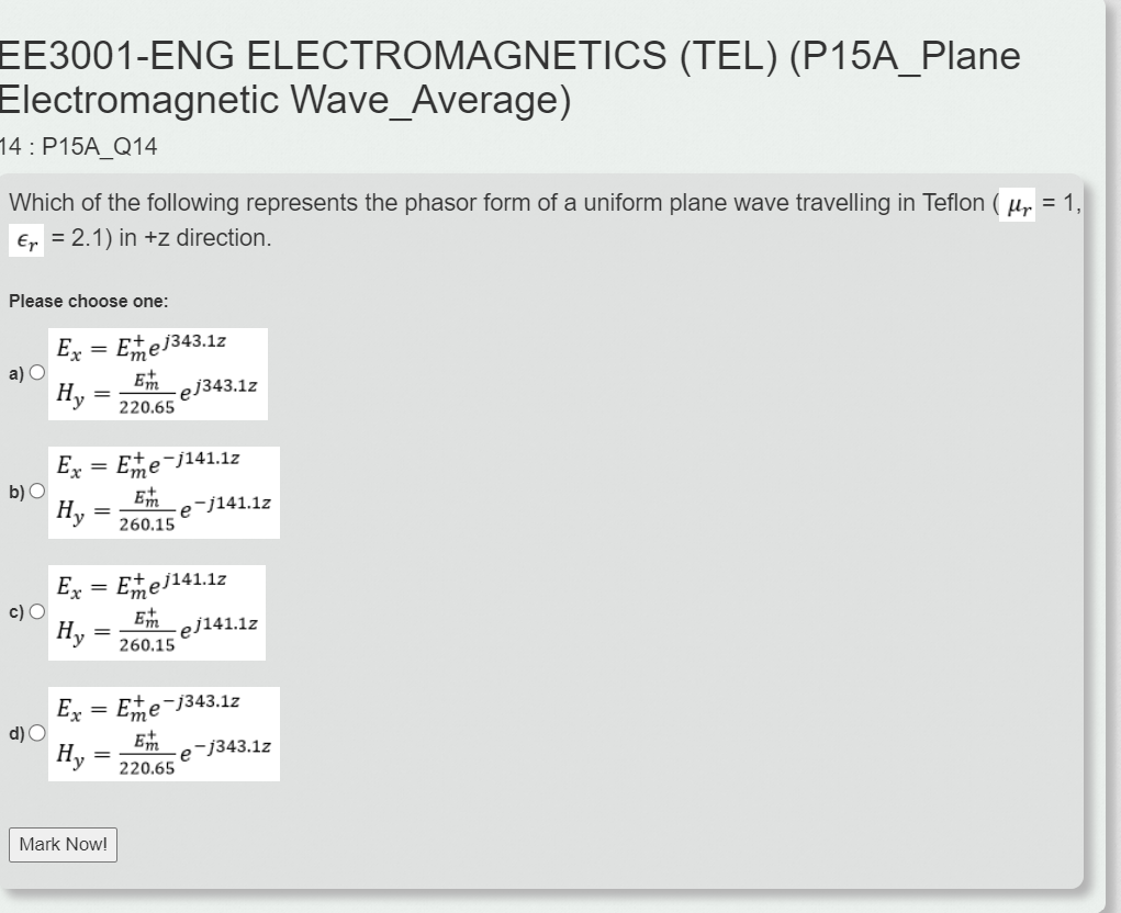 Solved EE3001-ENG ELECTROMAGNETICS (TEL) (P15A_Plane | Chegg.com