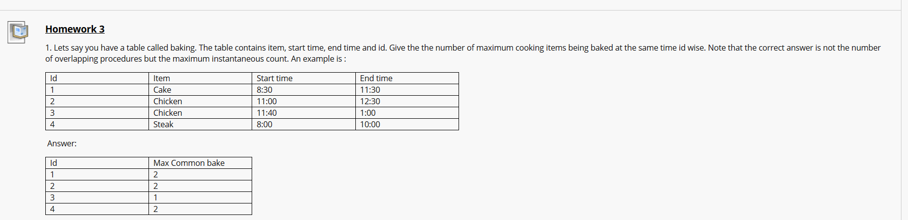 Homework 3 1. Lets say you have a table called | Chegg.com