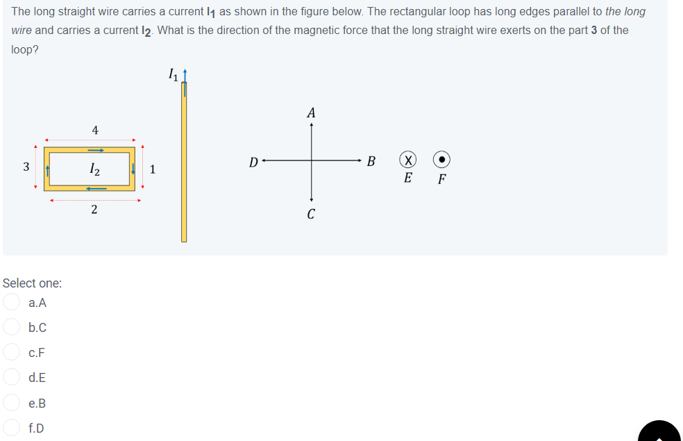 Solved The long straight wire carries a current l1 as shown | Chegg.com
