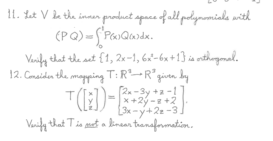 Solved 11. Let V be the inner product space of all | Chegg.com