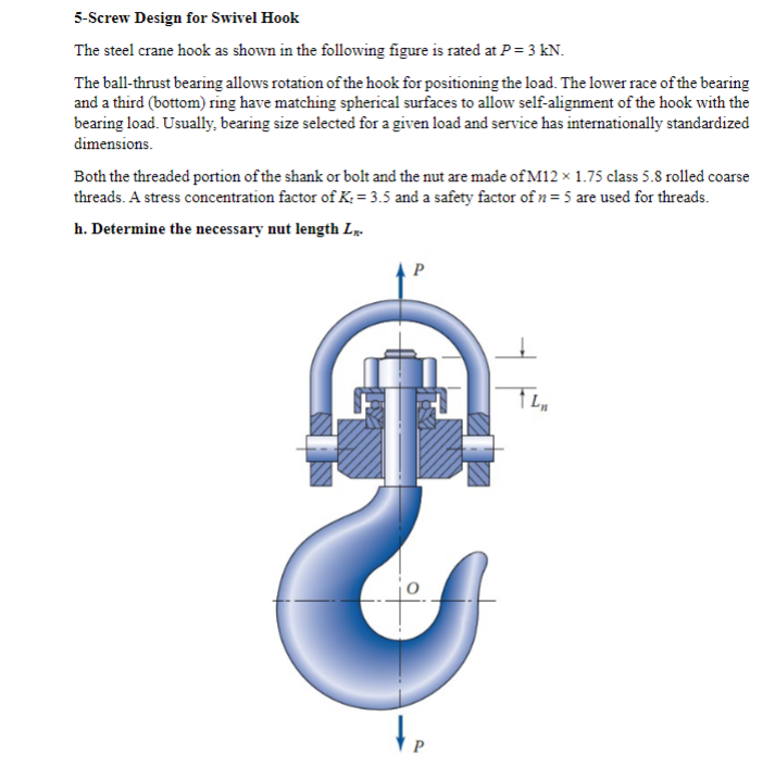 Solved 5-Screw Design for Swivel HookThe steel crane hook as | Chegg.com
