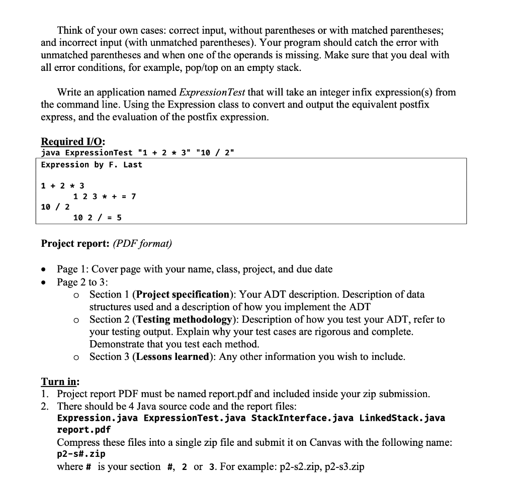 IN JAVA. Write code for ExpressionTest.java and | Chegg.com IN JAVA. Write code for ExpressionTest.java and | Chegg.com