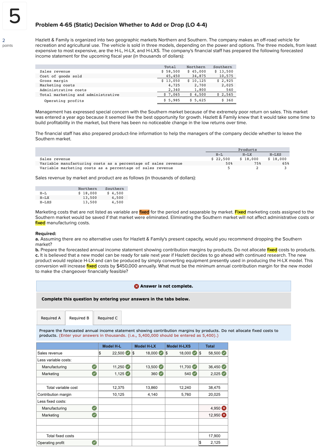 Solved Problem 4-65 (Static) Decision Whether to Add or Drop | Chegg.com