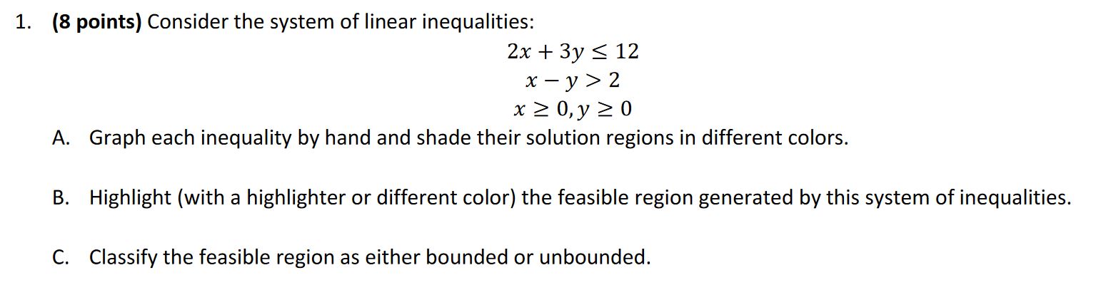 Solved 1. (8 points) Consider the system of linear | Chegg.com