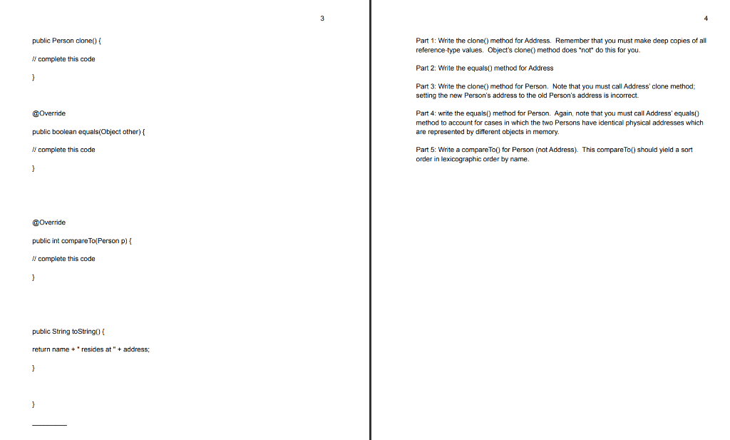 Solved Exercise: Cloneable, Comparable, Equals Consider | Chegg.com