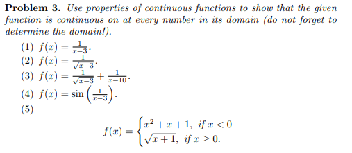 Solved Problem 3. Use properties of continuous functions to | Chegg.com