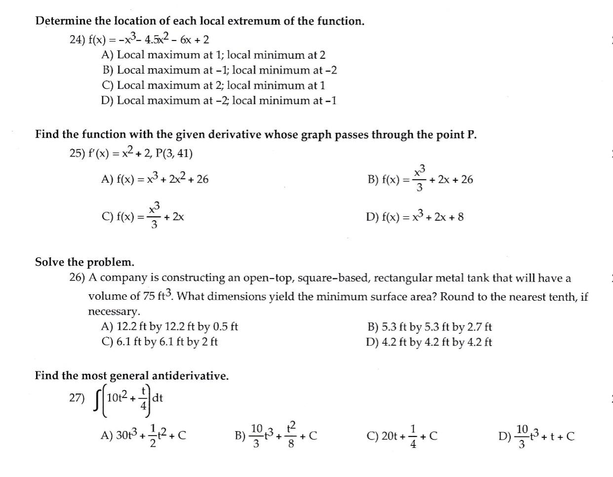 Solved Determine the location of each local extremum of the | Chegg.com