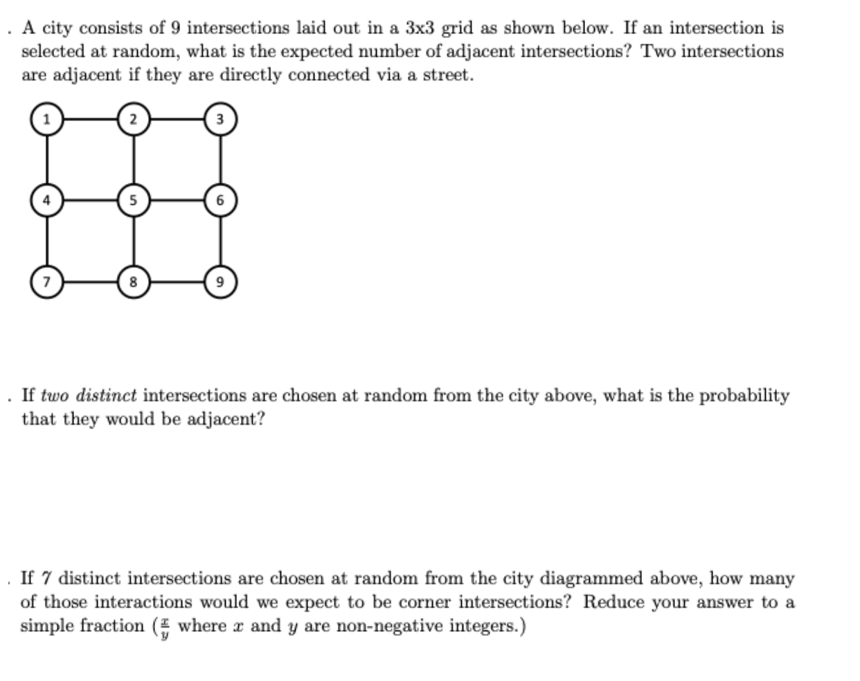 Solved A city consists of 9 intersections laid out in a 3x3 | Chegg.com