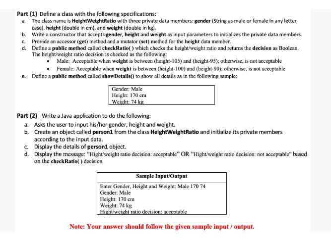 Solved Part (1) Define a class with the following | Chegg.com