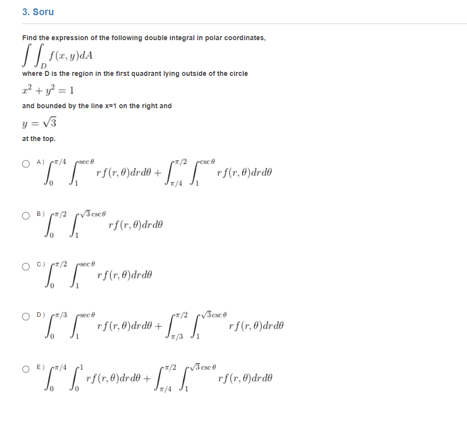 Solved Find the expression of the following double integral | Chegg.com