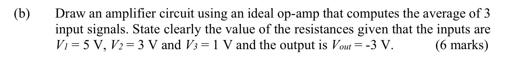 Solved (b) Draw an amplifier circuit using an ideal op-amp | Chegg.com