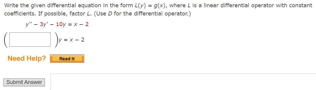 Solved Write the given differential equation in the form | Chegg.com