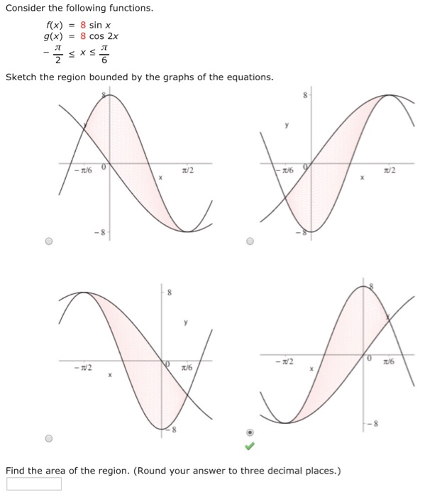 Solved Consider the following functions /(x) g(x) 8 sin x 8 | Chegg.com